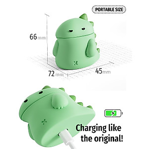 ELETIUO Case Compatible with Apple Airpods 1st&2nd Generation, Unique Soft Silicone Skin Charging Case Cartoon Cute Dinosaur Design Protective Cover for Girls Kids and Women Men,Green