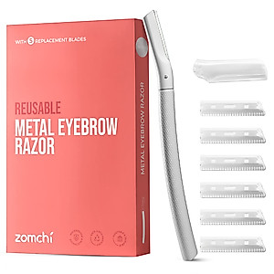 ZOMCHI Eyebrow Razor, Face Razors for Women&Men, Eyebrow Trimmer Shaper with Precision Cover,Facial Shaver with 6 Blades (Silver)