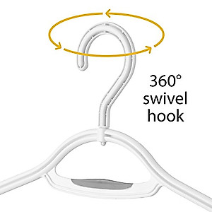 Whitmor Slim Sure-Grip Hangers with Swivel Hook (Set of 5), White, 17.13x 8.07 inch