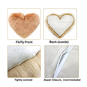 unlockgift Fluffy Heart Shaped Pillow, Plush Love Pillow Cushion, Decor for for Living Room/Bed Room/Dining Room/Office Sofa/Cars/Chairs, Gift for Friends/Girls/Cares-03 Light Pink