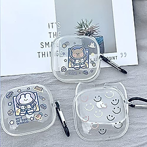 Bogut Compatible for Beats Fit Pro Case, Cute Bear Cartoon Design Beats Fit Pro 2021 Earbuds Cover with Keychain, Clear TPU Protective Anti-Fall Soft Silicone Case for Kids Boys Girls - Clear