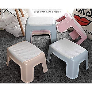 Plastic Stools Step Stool PP Plastic Seat Stools for Home, Office, Living Room Multifunctional Step Stool with Anti-Slip Pad Strong Bearing for Adults, Light Blue