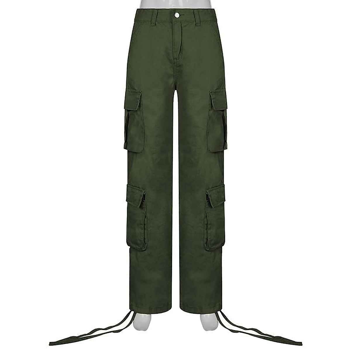 NCXFTP Cargo Pants Women, High Waist Cargo Pants Women Baggy Cargo Pants for Women Multiple Pocket Jogger Straight Wide Leg Parachute Pants Y2K Green