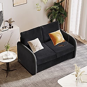 ERYE 3-in-1 Futon Daybed with Pull Out Sleeper Couch Bed, Loveseat Sofa W/Reclining Backrest Convertible Sleep Sofabed for Home RV Apartment Office Living Room