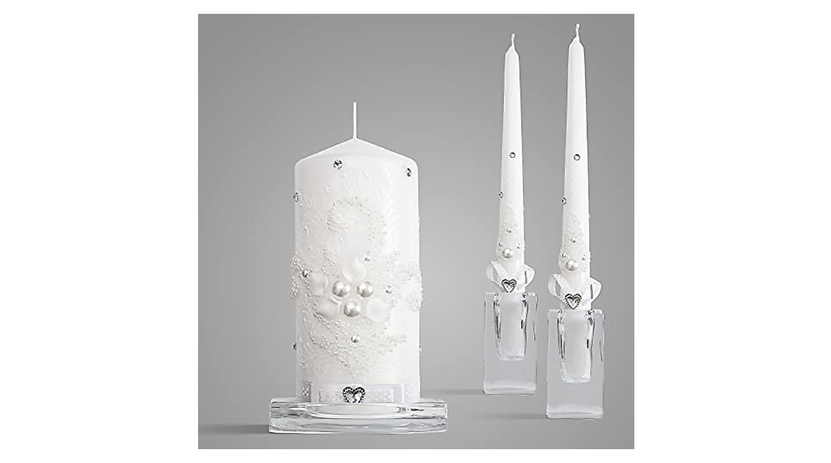 Unity Candles for Wedding Ceremony Set of 3 | Elegant Wedding Decor