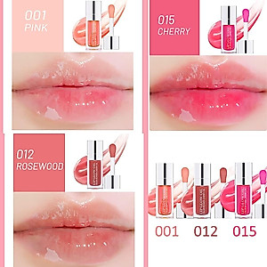 3 Pcs Plumping Lip Oil, Hydrating Lip Glow Oil, Plumping Lip Gloss, Tinted Lip Oil Balm, Long Lasting Transparent Moisturizing Lip Oil Gloss, Natural Lip Plumper Gloss Make Lips Fuller(01+12+15)