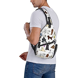 Sling Backpack Fashion Crossbody Shoulder Bags-Poodles White Chest Bag Casual Daypack for Men Women