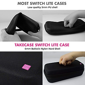 TakeCase Carrying Case Compatible with Nintendo Switch Lite - Includes Pouch That Fits Adapter/Charger, Accessories, and 16 Games Storage - Perfect for Travel - Pink/Black