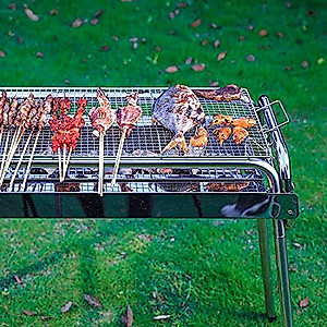 Charcoal Grill, Barbecue Charcoal Grill, Outdoor Stainless Steel Smoker BBQ grill for Outdoor Cooking Camping Picnics Beach 27.5''x12.2''x 27.5''