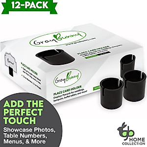 Gray Bunny 12 Pieces Metal Table Number Holders, 1 Inch Black Place Card Holder, Table Number Stands, Table Sign Holders, Black Table Card Holder Stand for Photos, Food Signs, Birthdays, Weddings