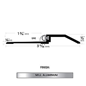 Mill Aluminum High Rabbeted Threshold/Saddle with Solid Rubber Extrusion (3465MA), FH #10 x 1-1/2'' Supplied, (3-11/16'' W x 1/2'' H x 72'' L)