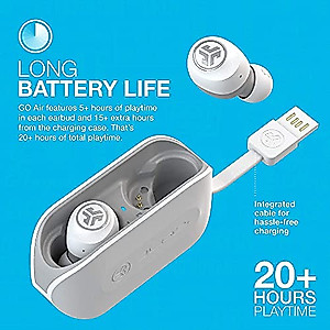 JLab Go Air True Wireless Bluetooth Earbuds with Charging case White + Cloud Foam Mnemonic Earbud Tips