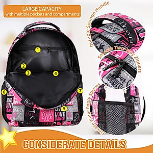 Dance Backpack for Girls, Elementary Middle High School Bookbags for Teen Kids, Travel Laptop Backpack for College Students Women Men Durable Lightweight School Bags, 17 Inch Large Back Packs