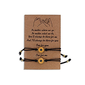 Bee Kind Sunflower String Bracelet Set with Adjustable Braided Nylon Rope comes with Personalized Gift with Box for Women Made With Nickel-Free