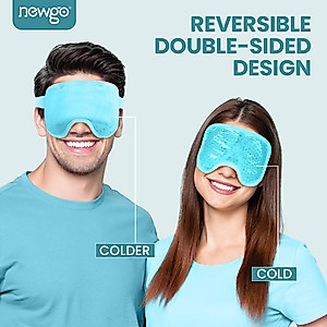 NEWGO Cooling Eye Mask Cold Eye Mask for Puffy Eyes, Eye Ice Pack Ice Eye Mask for Tired Eyes, Eyes Surgery, Migraines, Stress Relief, Itchy Eyes, Skin Care, Eye Spa - Blue