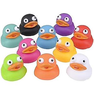 Rubber Ducks in Bulk - Ducky Eye Poppers 2 Inch - Easter Egg Fillers - Playset for Ducky Bath Toys 10 Pcs - Ducky City Rubber Duck - Baby Beach Pool - Bulk Gifts for Kids