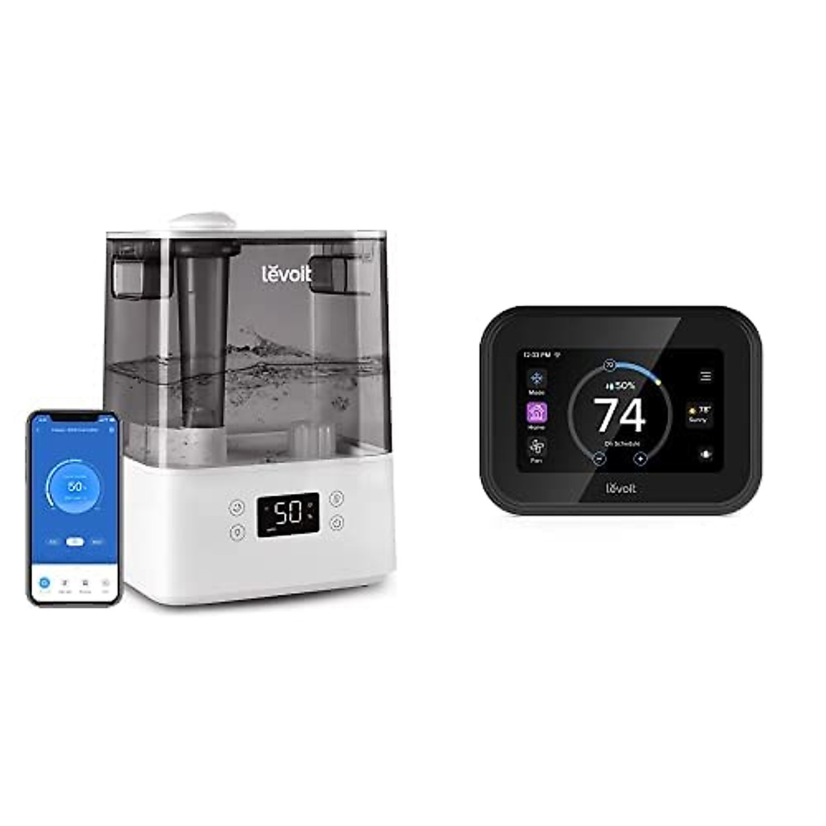 LEVOIT Humidifiers for Bedroom Large Room Home, 6L Cool Mist Top Fill Essential Oil Diffuser & LEVOIT Smart Thermostat for Home,Wifi Programmable Digital Thermostat
