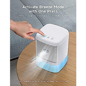 HiCOZY Air Cooler with 2 Ultrasonic Mist Levels & 3 Fan Speeds, Evaporative Air Cooler with Detachable 650ml/23oz Water Tank, 3-in-1 Portable Air Cooling Fan Humidifier for Desktop, Office and Bedroom
