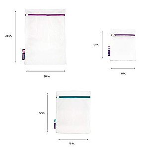 Woolite Sanitized Treated 3 Piece Mesh Wash Bag, Large, White