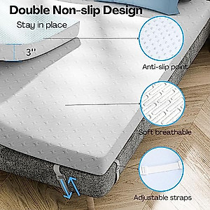 3 Inch Memory Foam Mattress Topper King Size, Cooling Gel Infused Mattress Topper for Pressure Relief & Cooling Sleep, Firm Mattress Topper King Memory Foam Bed Toppers with Bamboo Cover