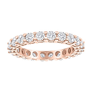 1 Carat (ctw) 14K Rose Gold Round Diamond Ladies Eternity Wedding Anniversary Stackable Ring Band Premium Collection