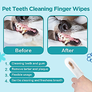 Dog Teeth Cleaning Wipes Dog Eyes Wipes Dog Ear Wipes Finger (3 Pack 200 Wipes) Pet Cleaning Wipes Kit,Dog Wipes Cleaning Deodorizing for Removing Plaque and Tartar & Ear Wax & Eye Secretions
