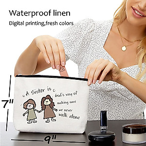 Sister Gifts from Sister-Makeup Bag-A Sister is God's Way of Making Sure We Never Walk Alone -Inspirational Quote Sister to Sister Gift for Graduation Christmas Birthday Friendship