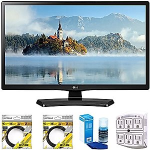 LG 24" Class 23.6" Diag HD 720p LED TV (24LJ4540) with 2X 6ft High Speed HDMI Cable, Screen Cleaner for LED TVs & Stanley 6-Outlet Surge Adapter with Night Light