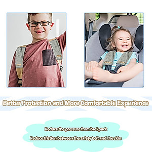 KAKIBLIN 2 Packs Straps Shoulder Pads for Kids Super Comfort Seat Belt Cover for Children, Soft Seat Belt Pads for Cars, Stroller, Pushchair, Grey