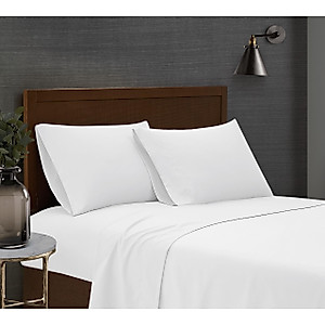 London Fog Garment Washed Solid Sheet Set White Microfiber 3-Piece Twin XL Sheet Set, Solid Themed, Deep Pocket, Adult and Teen, Oeko-TEX Certified