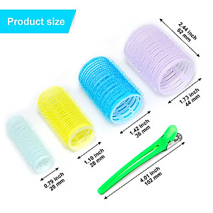 35 Self-Grip Hair Rollers for Curly Hairstyling - No Heat Blue Curlers with Clips for Long, Medium, Short Hair, Multi-sized DIY Styling Tool Set for Women, Men, and Kids