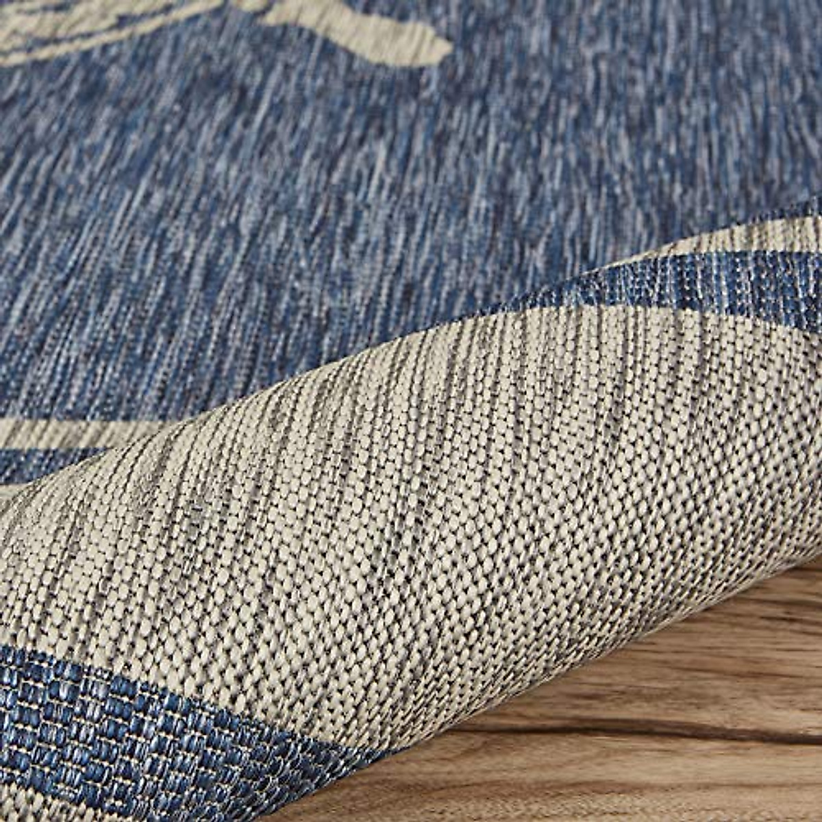 LR Home Captiva Nautical Helm Indoor/Outdoor Area Rug, 5' x 7', Navy/Gray
