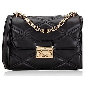 Michael Kors Serena Medium Flap Shoulder Bag In Gold/Black