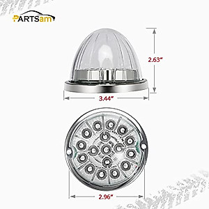 Partsam 1Pc Dual Revolution 17 Led Watermelon Light for Semi Truck, Amber Turn Signal and Marker to Green Auxiliary Light w/Reflector Cup Compatible with Freightliner Kenworth Peterbilt