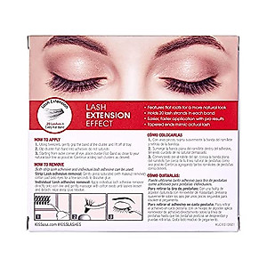 KISS Lash Couture Faux Lash Extensions, Style 'Venus', Exclusive Flat-Band Technology, Short & Medium Length, 60 Individual Lash Clusters