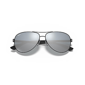Ray-Ban Men's RB8313 Carbon Fiber Aviator Sunglasses, Gunmetal/Polarized Blue Mirrored Silver, 58 mm