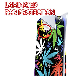 ITS A Skin Skins Compatible with Sony Playstation 5 Console Disc Edition - Protective Decal Overlay Stickers wrap Cover - Colorful Weed Leaves Leaf