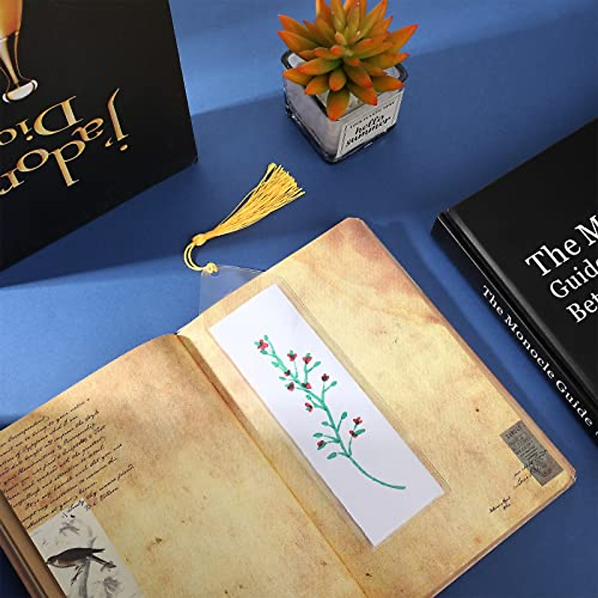 Plastic Bookmark Sleeves Photo Booth Sleeves 2-1/4 x 6-1/4 Inches for Wedding 2 x 6 Inches Vinyl Photo Strips for Valentine's Day Gift (60)