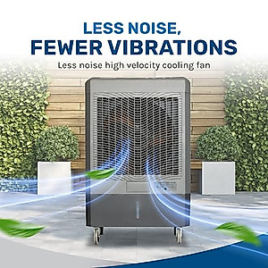 Portable Swamp Coolers - 5300 CFM MC61M Evaporative Air Cooler with 3-Speed Fan - Water Cooler Fan 1600 Sq. ft. Coverage High Velocity Outdoor Cooling Fan Swamp Cooler by Hessaire - Gray