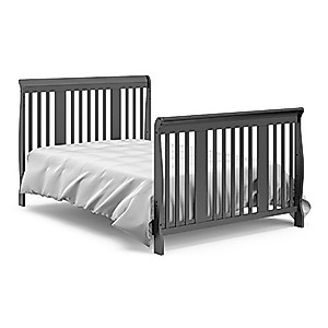 Storkcraft Tuscany 4-in-1 Convertible Crib, Gray, Easily Converts to Toddler Bed, Day Bed or Full Bed, 3 Position Adjustable Height Mattress (Mattress Not Included)