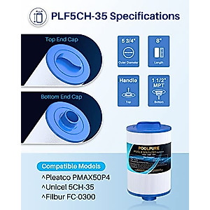 POOLPURE Replacement Filter for PMAX50P4, Unicel 5CH-35,Filbur FC-0300, Baleen AK-90109, Excel Filters XLS-526, Darlly 50353, Pure N Clean PC-0300, SD-00780, SD-00650 Filter Cartridge
