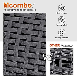 MCombo 7pcs Patio Furniture Set All-Weather Outdoor Sectional Sofa Rattan Pattern Patio Conversation Set w/Seat Cushions 6050-800 (Blue)