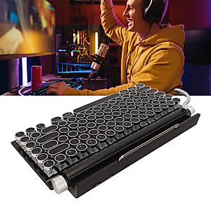 Pomya Typewriter Style Mechanical Gaming Keyboard, Retro Round 83 Keys Keycap LED RGB Backlit USB Wired Keyboards for Game and Office, Support 3 Mode Connection (Black)