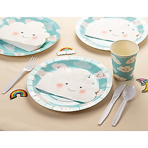 BLUE PANDA White Cloud Paper Napkins for Baby Shower (6.3 x 5.1 In, 50 Pack)