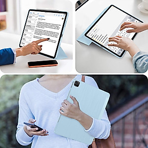 Soke for iPad Air 13 Inch Case (M3/M2) 2025/2024,iPad Pro 12.9 Case 2022 2021(6th 5th Generation) - [Slim Trifold Stand + Auto Wake/Sleep],Protective Hard PC Back Cover (Light Blue)