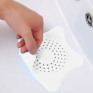 Starfish Kitchen Floor Drain, Durable Silicone Hair Stopper With Suction Cup, Shower Drain Covers Suit For Bathroom Bathtub And Kitchen, Easy To Install And Clean Sink Strainer, White