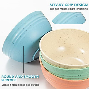 PTNITWO Cereal Bowls-Set of 4 Wheat Straw Fiber Bowls, Unbreakable And Reusable Light Weight Bowl For Rice Noodle Soup Snack Salad Fruit BPA Free Dishwasher Safe (4 Color)