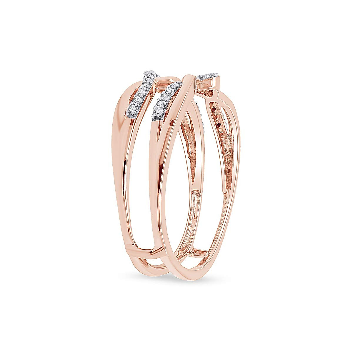AFFY 0.30 Carat Round White Cubic Zirconia Enhancer Guard Ring 14K Rose Gold Over Sterling Silver