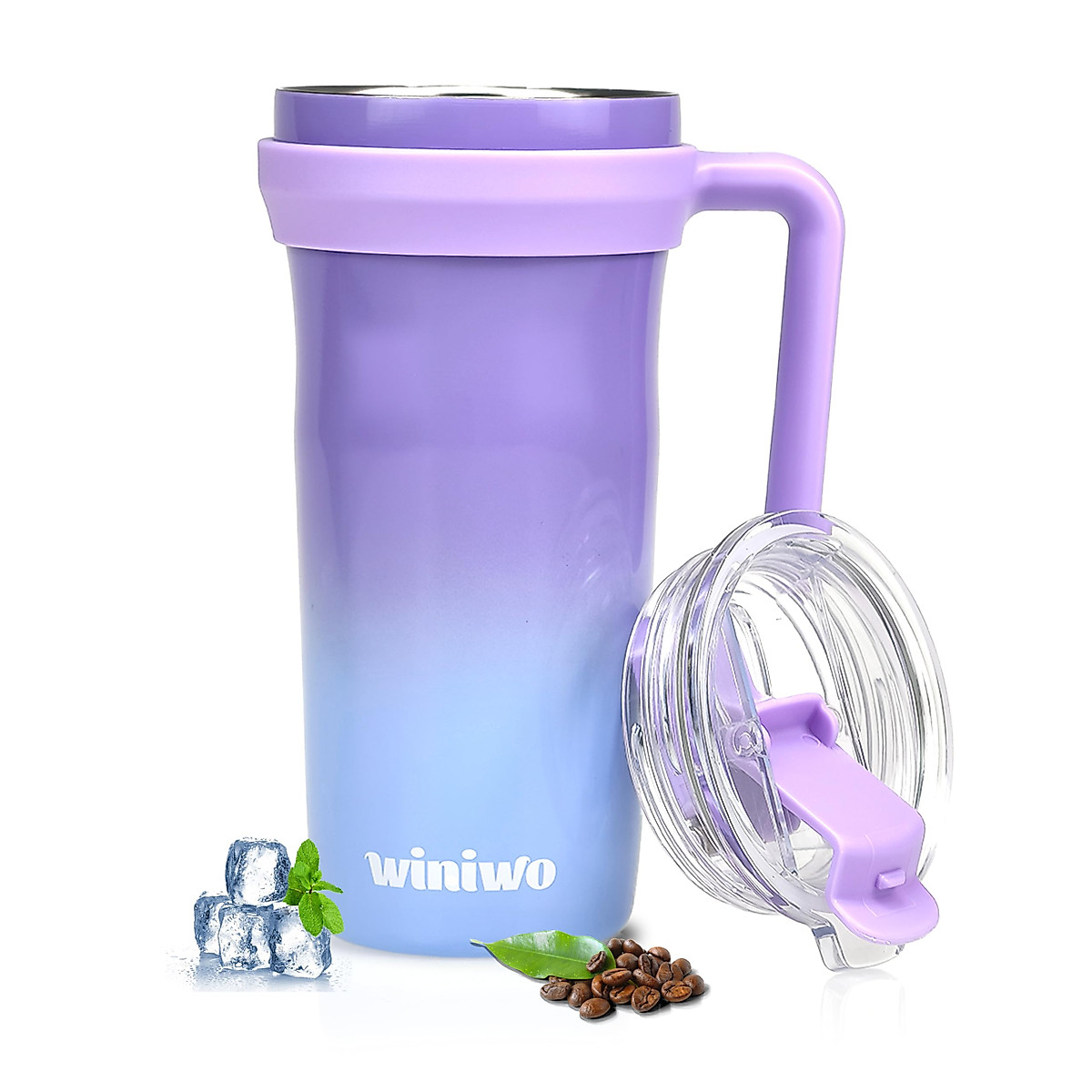 winiwo 20 oz Tumbler with Handle, Easy to Hold, Travel Coffee Mug with Screw Lid, Spill-proof, Insulated Cups, Built-in Up Down Flip, Fit Most Car Cup Holders, Commute, School, Home, Office