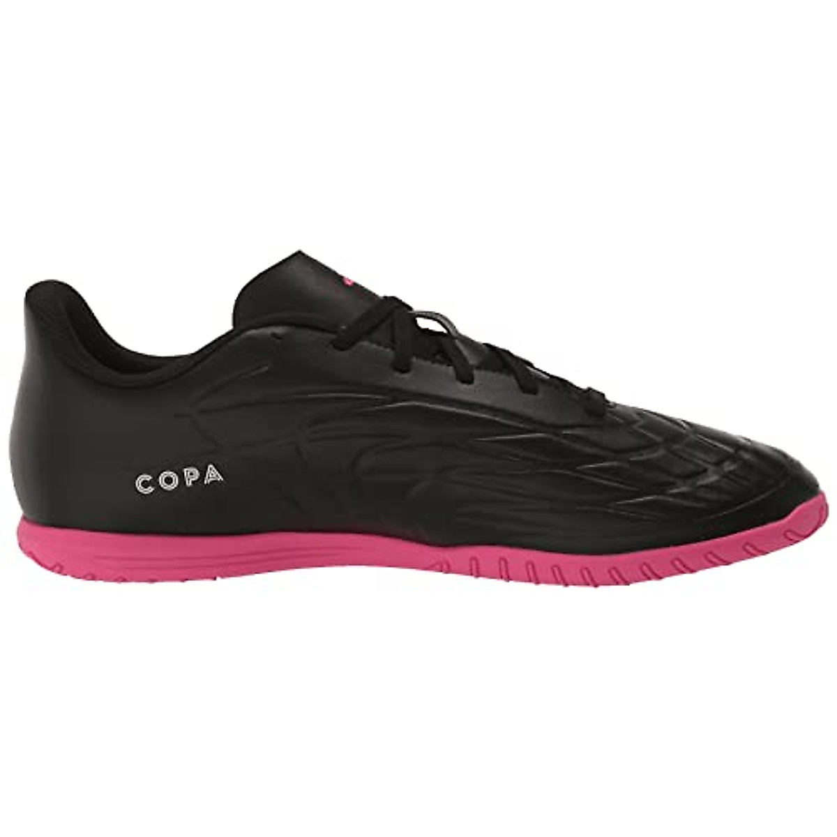 adidas Unisex Copa Pure.4 Indoor Soccer Shoe, Black/Zero Metallic/Team Shock Pink, 11.5 US Men